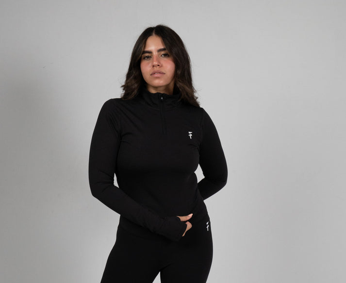 ULTRA SOFT ESSENTIAL ZIPPER BODY FIT TOP - Black – FIT TRIBE