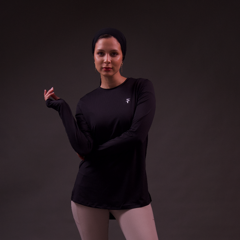 PERFORMANCE EXTENDED LONG SLEEVE TOP - Black – FIT TRIBE