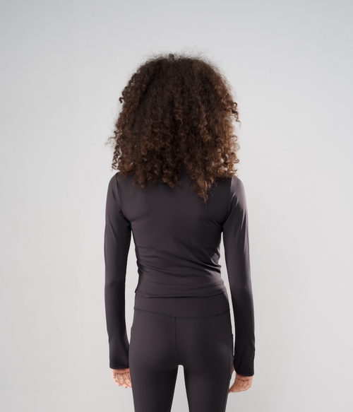 Ultra Soft Essential Zip-Up Body Fit Top - Black