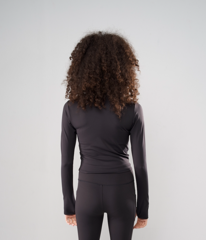 Ultra Soft Essential Zip-Up Body Fit Top - Black